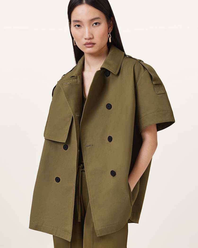 Flow Short Sleeve Trench Jacket FIR GREEN | ALLSAINTS